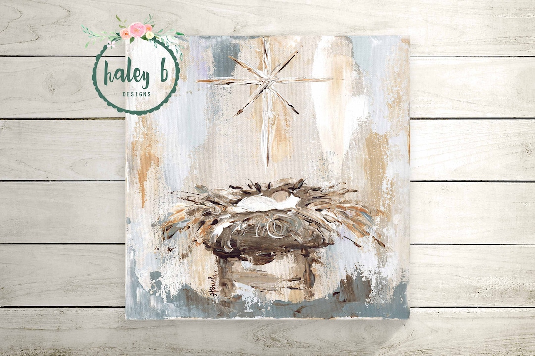 Manger Art Print, Nativity Painting, Nativity Art, Christmas Art ...