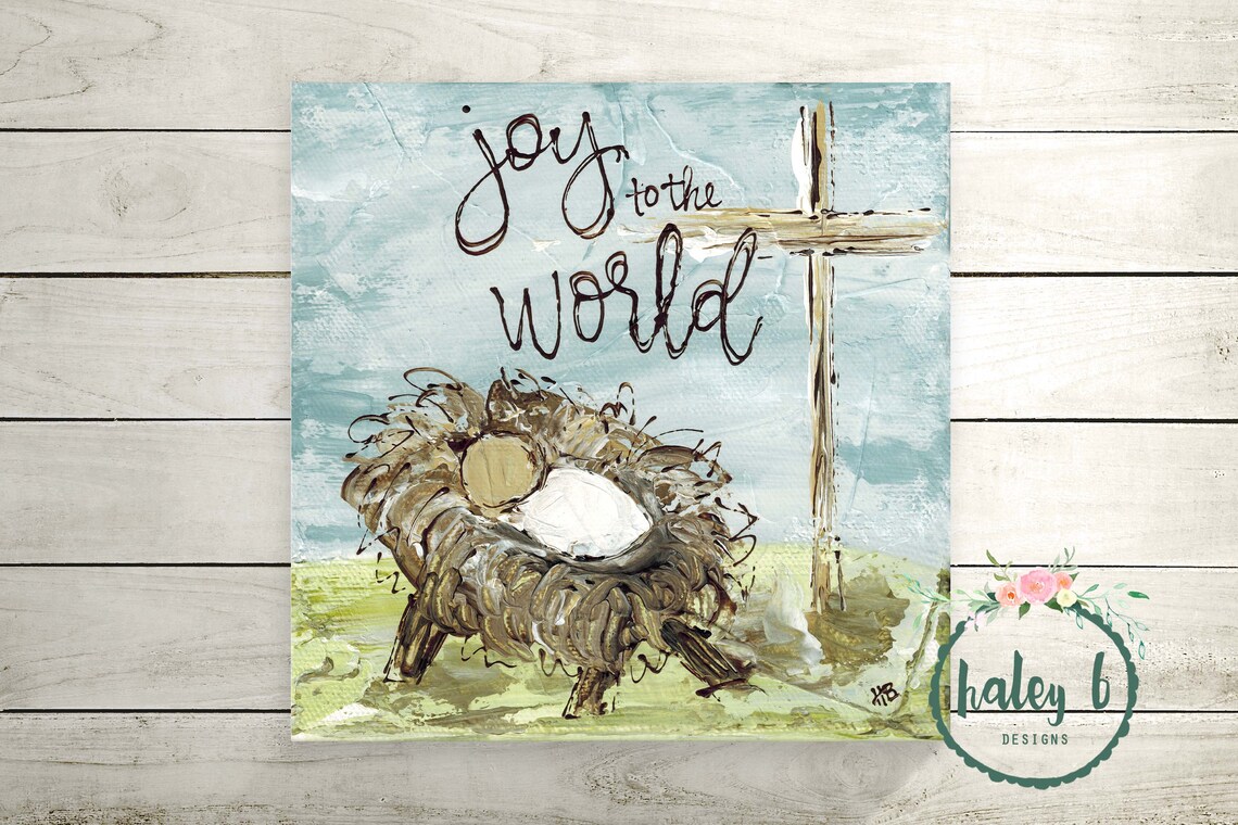 Manger Scene Art Print, Nativity Painting, Nativity Art, Christmas Art ...