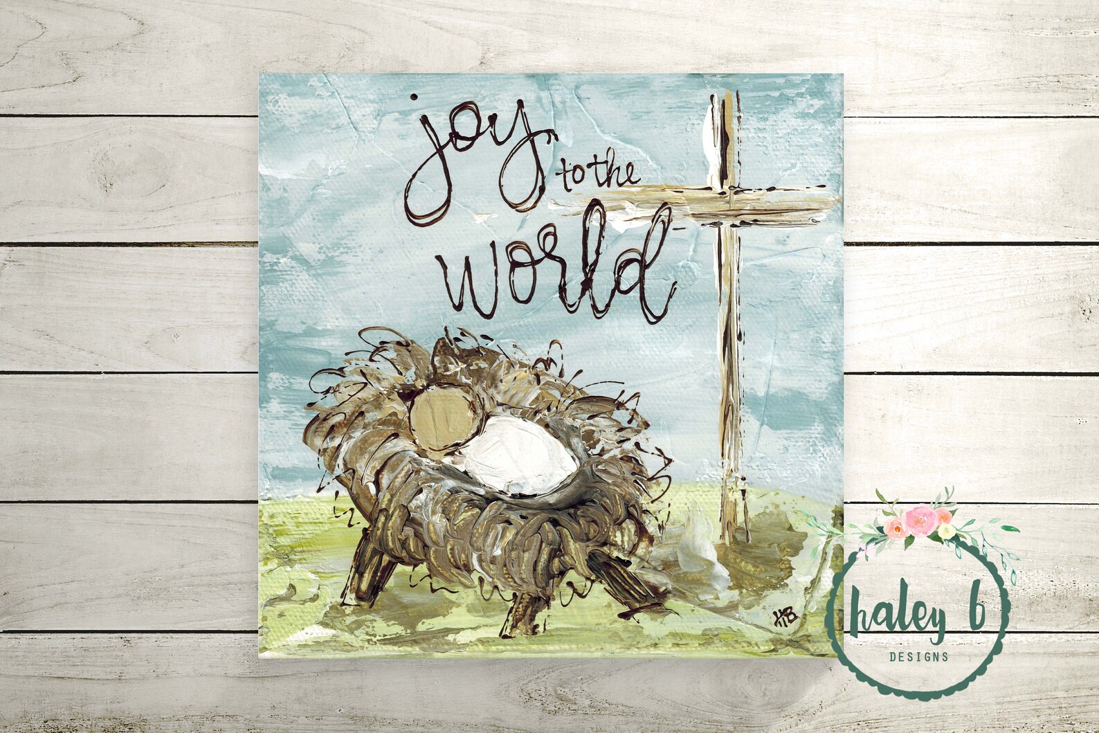 Manger Scene Art Print, Nativity Painting, Nativity Art, Christmas Art ...