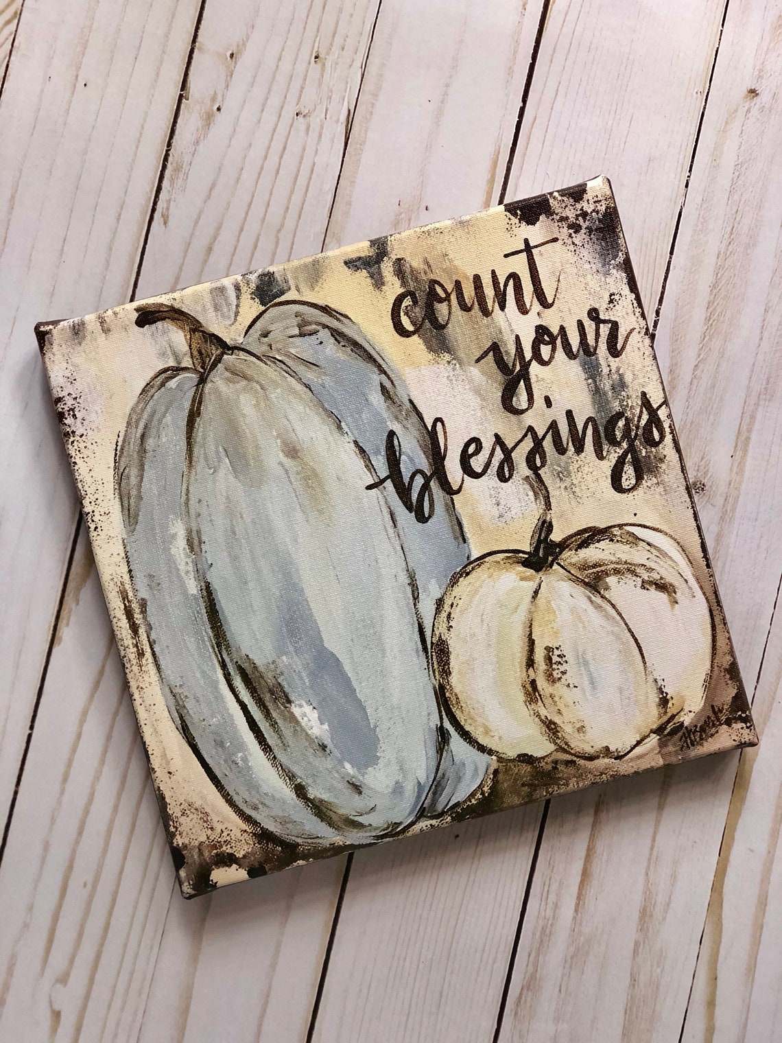 Pumpkin Art Print Count Your Blessings Pumpkin Decor Fall - Etsy