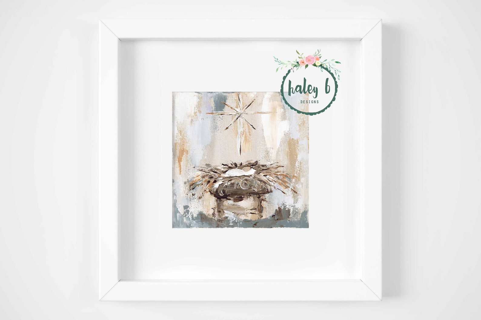 Manger Art Print, Nativity Painting, Nativity Art, Christmas Art ...