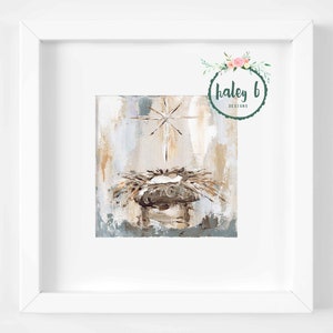 Manger Art Print, Nativity Painting, Nativity Art, Christmas Art ...