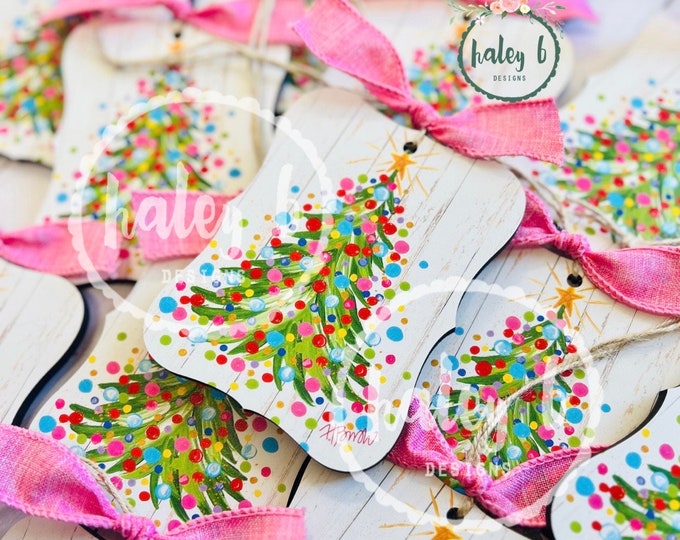 Colorful Christmas Tree Ornament, Colorful Whimsical Tree, Colorful ...