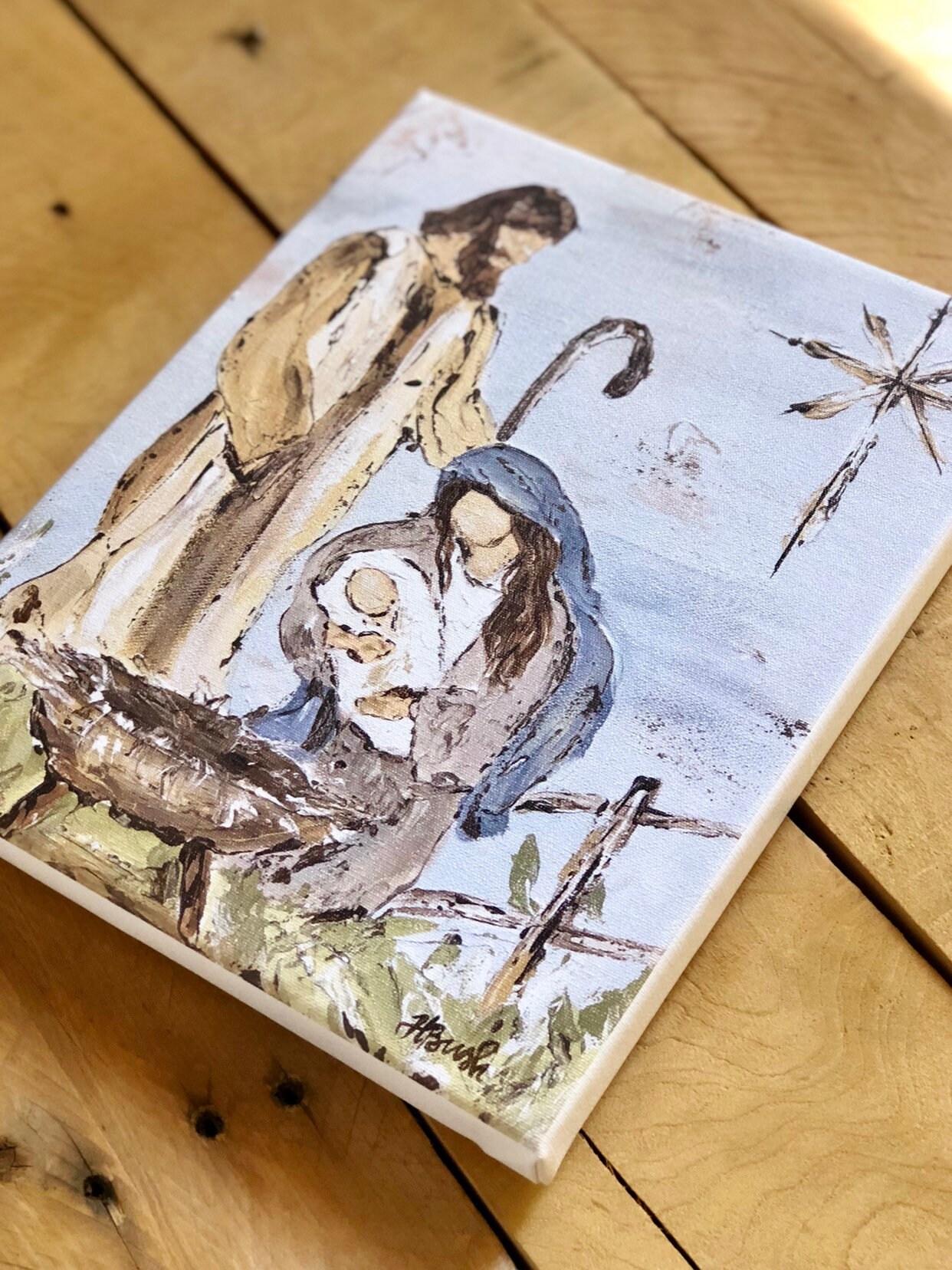 Manger Scene Art Print Nativity Painting Manger Scene | Etsy