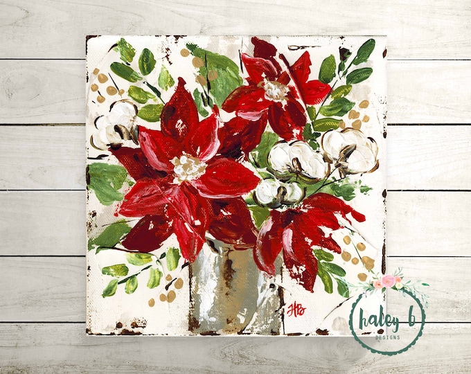 Poinsettia Art Print Poinsettia Decor Christmas Art - Etsy