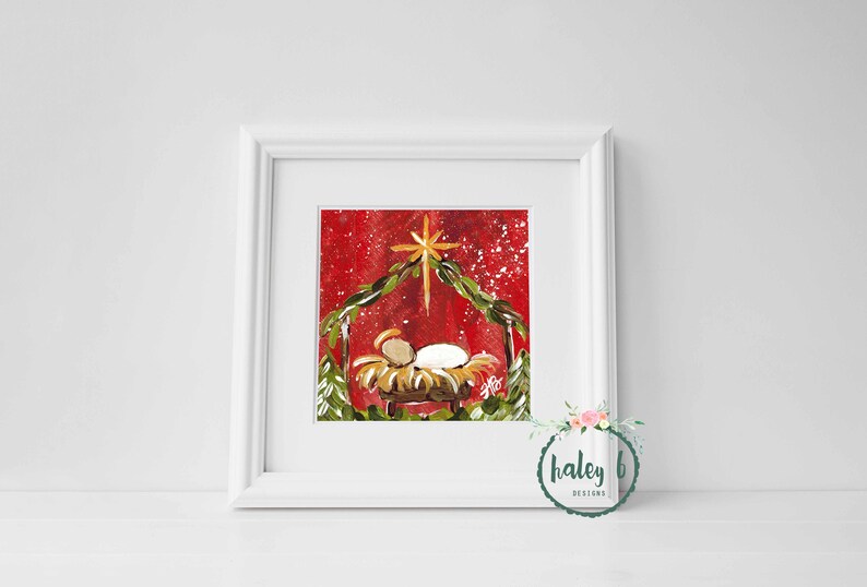 Manger Art Print, Nativity Painting, Nativity Art, Christmas Art ...