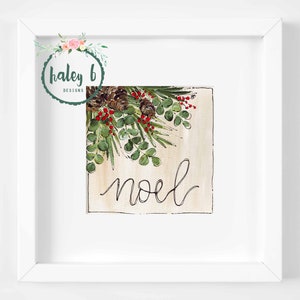 NOEL Christmas Art Print, Christmas Floral, Noel Sign, Christmas Print ...