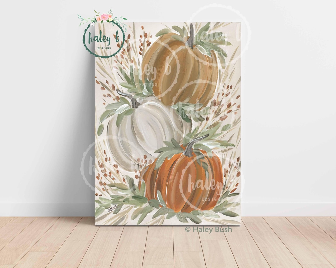 Fall Pumpkin Stack Art Print, Pumpkin Painting, Fall Decor, Fall Art ...