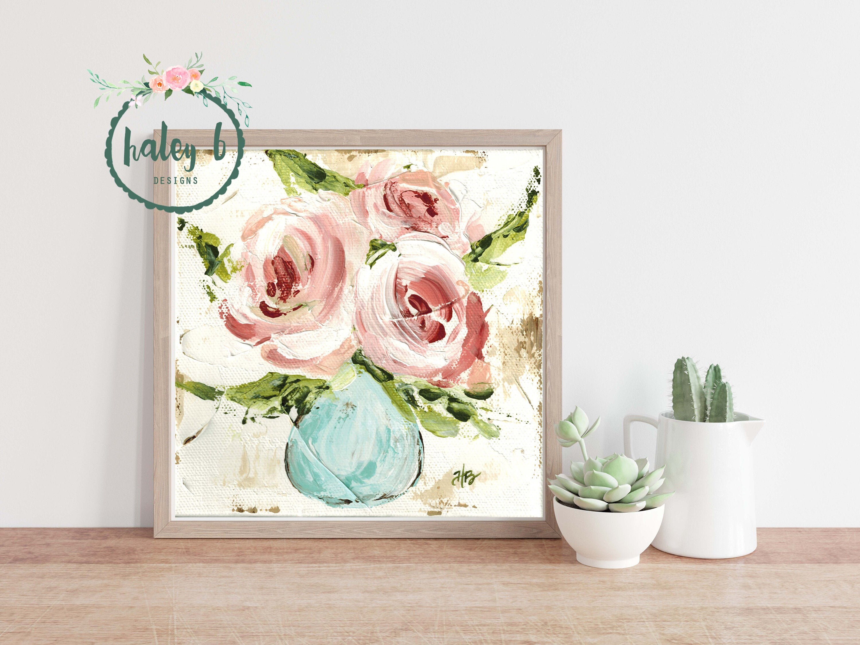 Floral Art Print Pink Floral Art Floral Abstract Giclee | Etsy