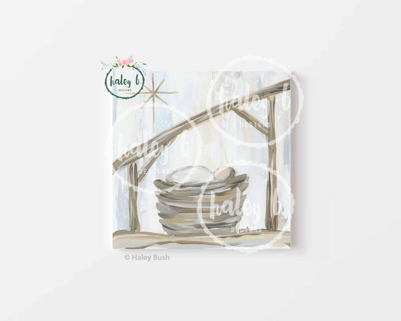 Manger Scene Art Print, Baby Jesus Manger, Christmas Manger, Neutral ...