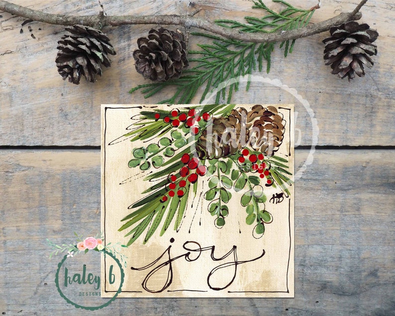 JOY Christmas Art Print Christmas Floral Joy Sign Christmas - Etsy