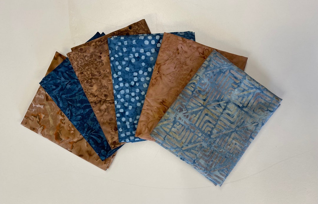 Blue and Brown Bali Fat Quarter Bundle (6) - Etsy