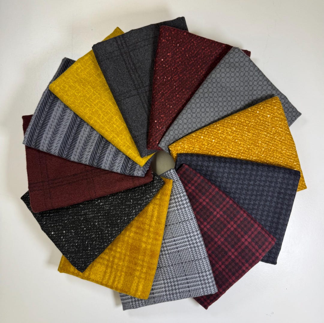Maroon, Gray & Gold Flannel Fat Quarter Bundle (12) - Etsy