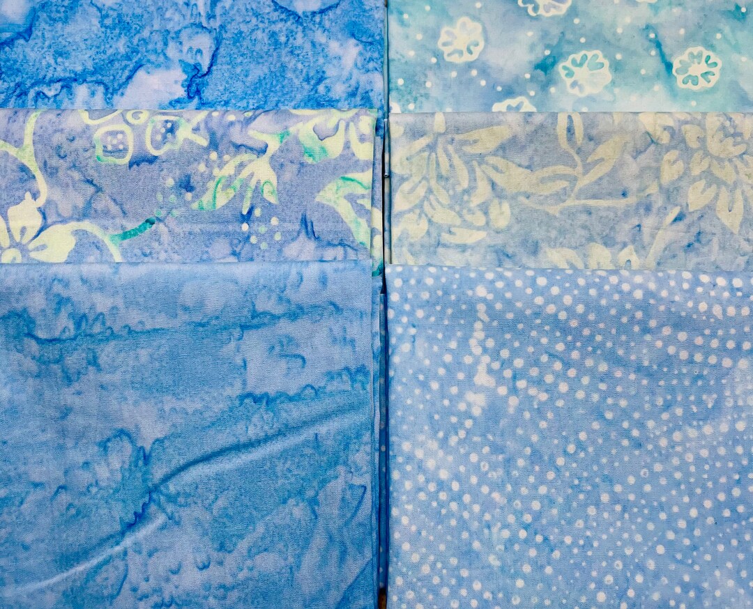 Light Blue Batik Fat Quarter Bundle 6 - Etsy