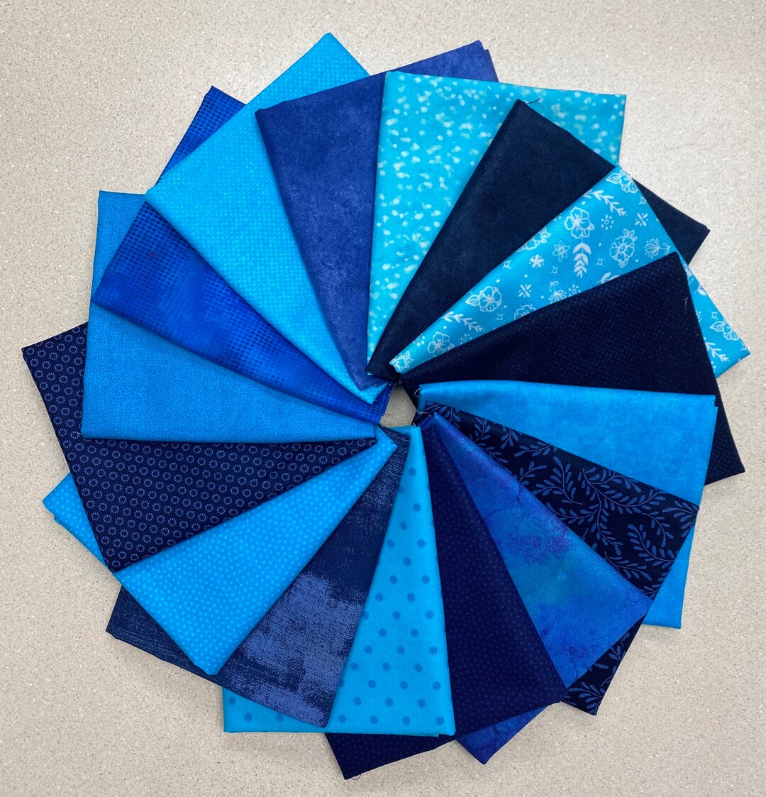 STUNNING!! Navy Blue/turquoise Fat Quarter Bundle (16) - Etsy