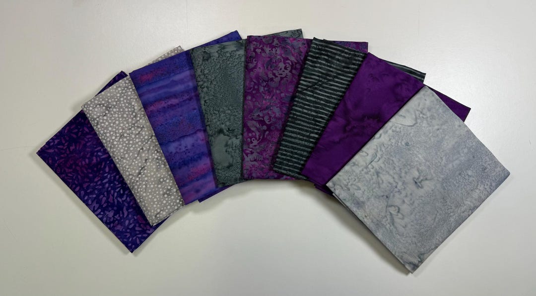 ONLY ONE!! Gray/purple Batiks Fat Quarter Bundle (5) - Etsy