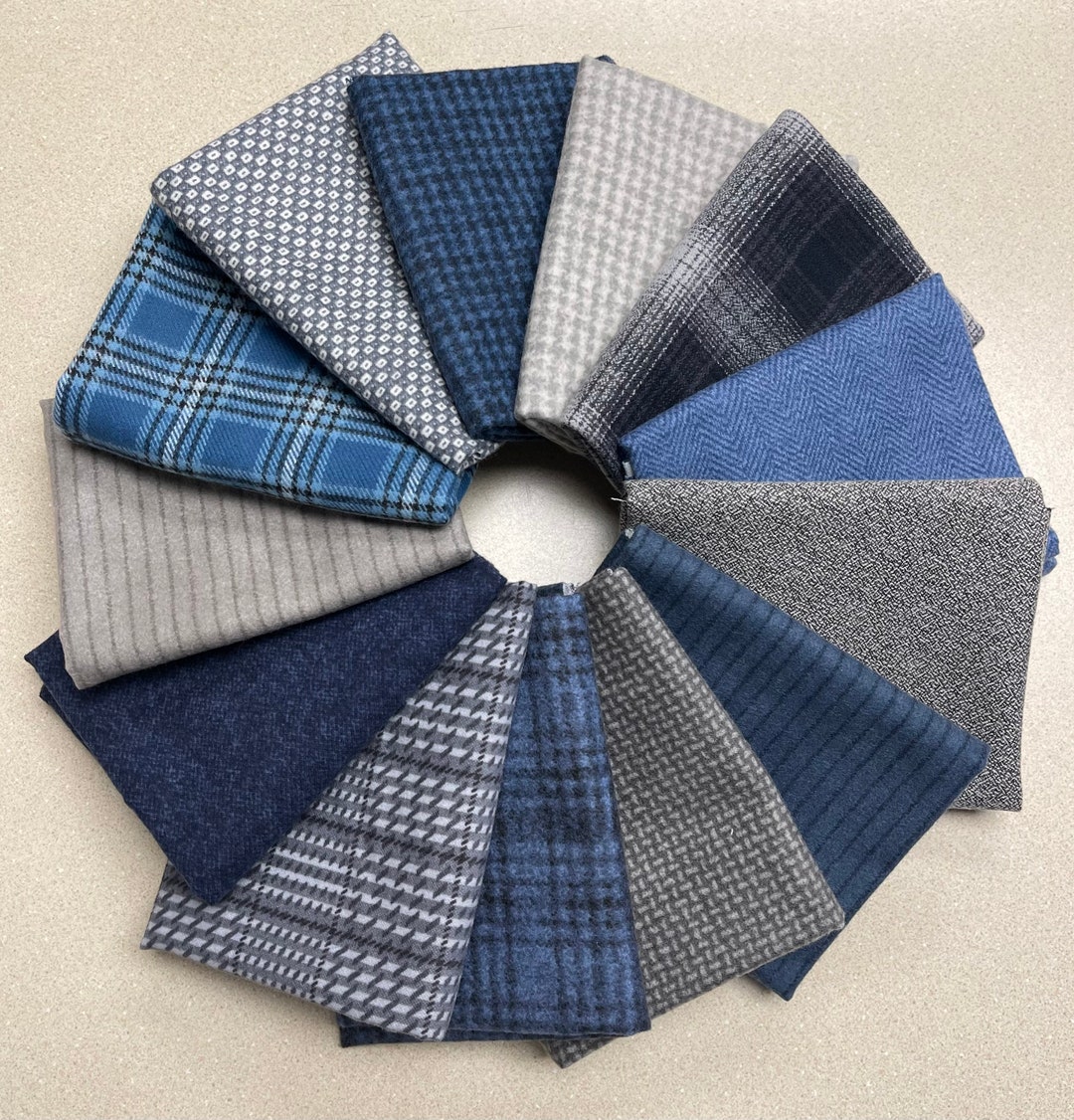 Blue and Gray Flannel Fat Quarter Bundle 13 - Etsy