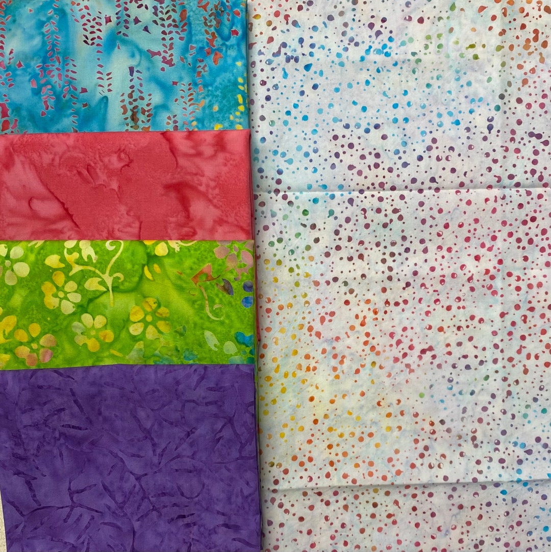 Purple, Green, Turquoise and Pink Batik Fat Quarter Bundle (5) - Etsy