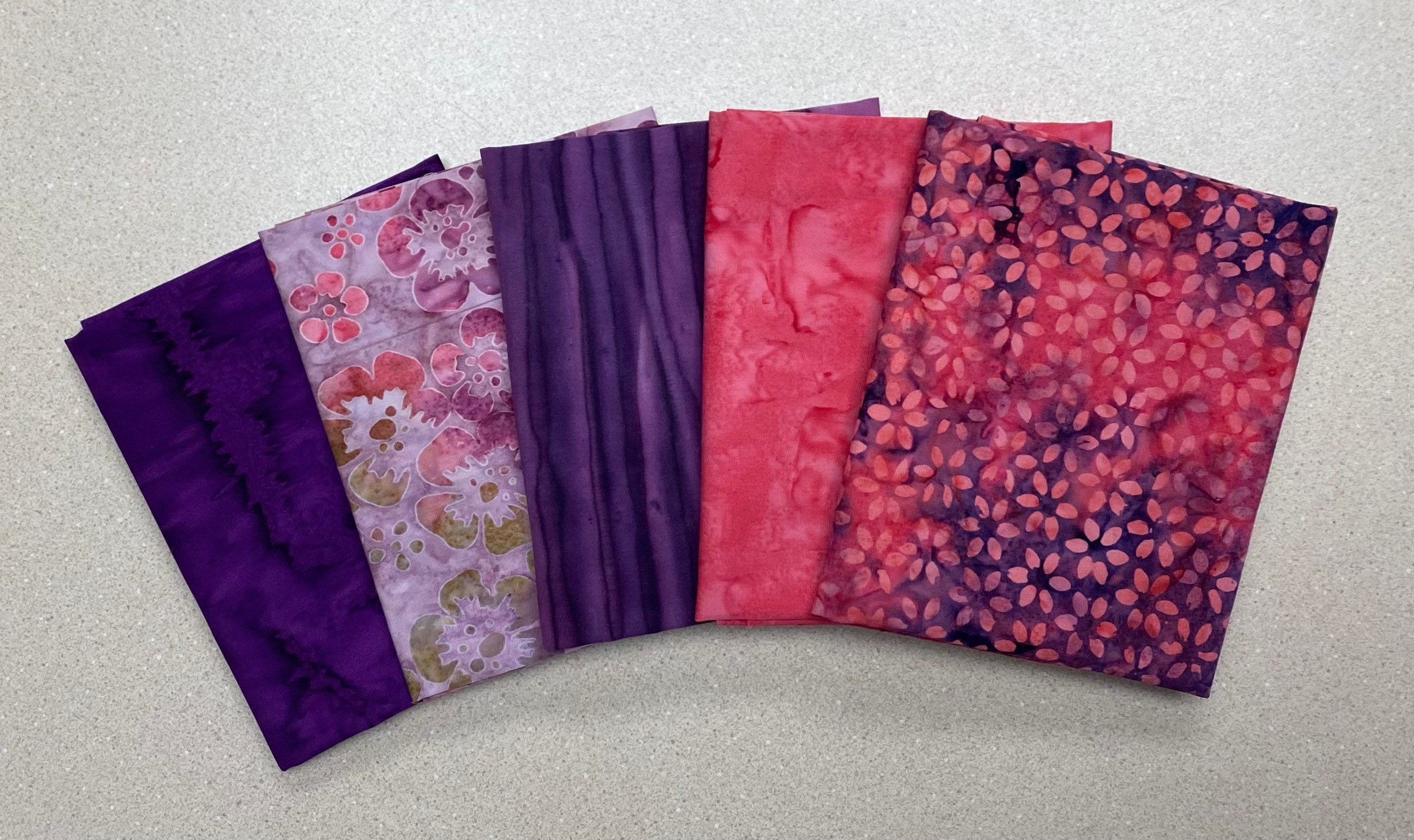 STUNNING COLOR Coral/purple Batik Bundle 5 Fat Quarters - Etsy