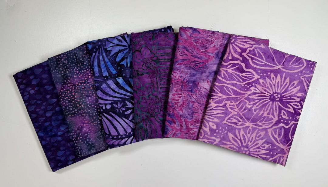 Purple Batik Fabric Fat Quarter Bundle, Rich Cotton Medley (6) - Etsy