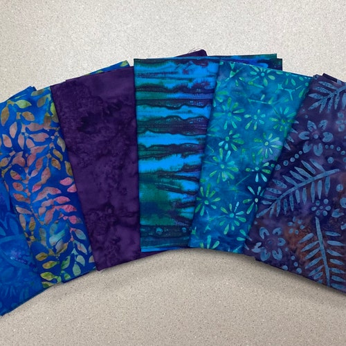 STUNNING Purple/turquoise Beauty Batik Fat Quarter Bundle - Etsy