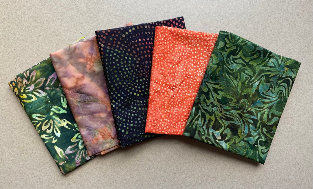 ONLY ONE Green Fall Foliage Batik Fat Quarter Bundle 5 - Etsy
