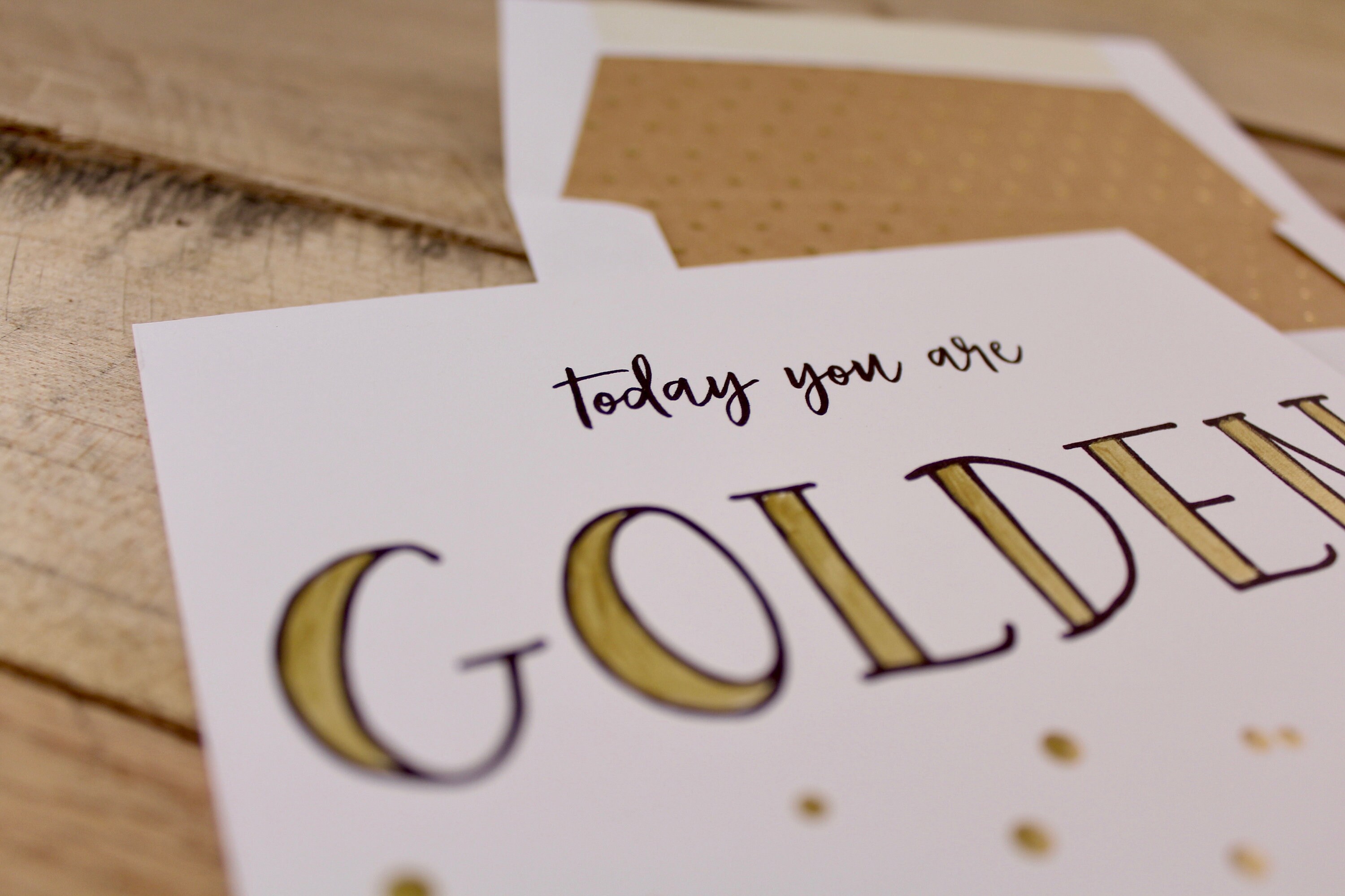 Today You Are Golden Hand Painted Golden Birthday Card - Etsy