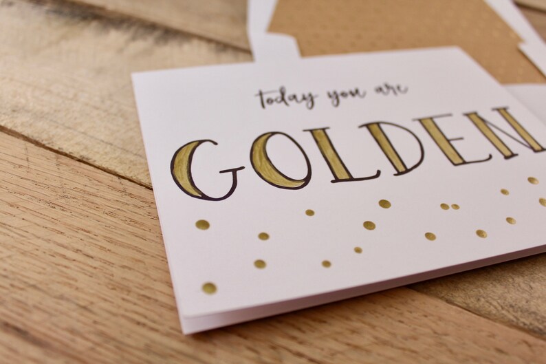 Today You Are Golden Hand Painted Golden Birthday Card - Etsy