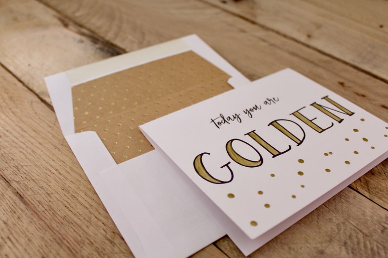 Today You Are Golden Hand Painted Golden Birthday Card - Etsy