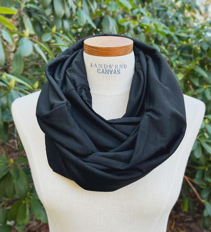 Black Infinity Scarf Wrap With Hidden Zipper Pocket: Travel Gift - Etsy
