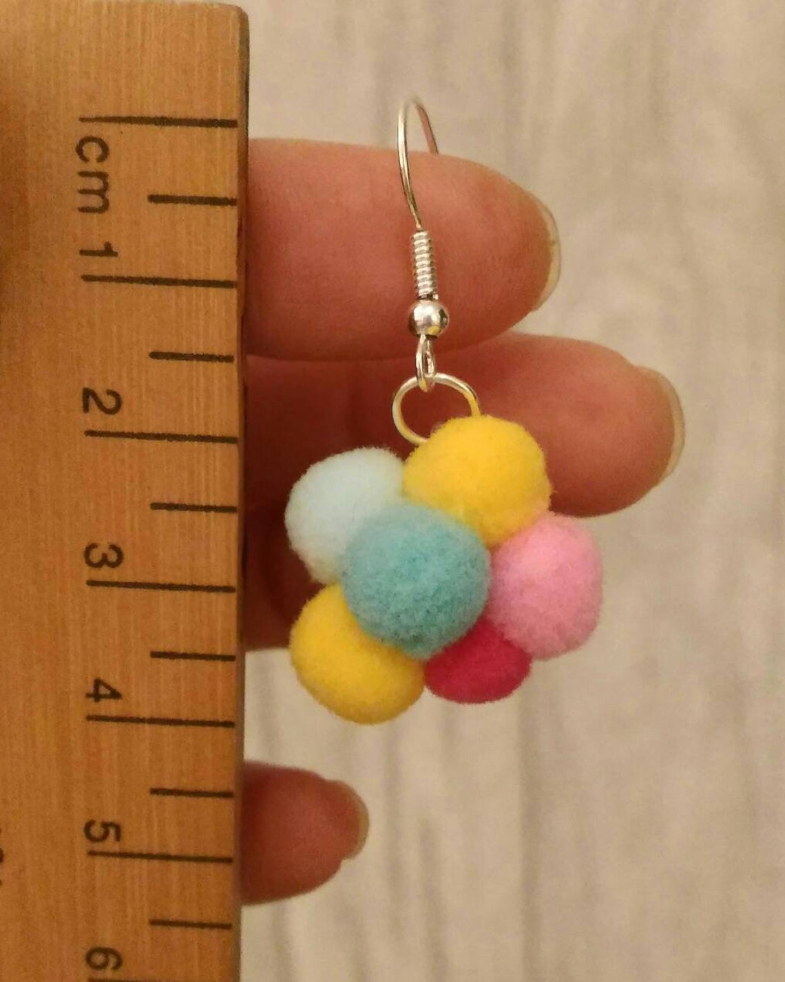 Rainbow Pom Pom Earrings Pom Pom Clustered Earrings Multi | Etsy