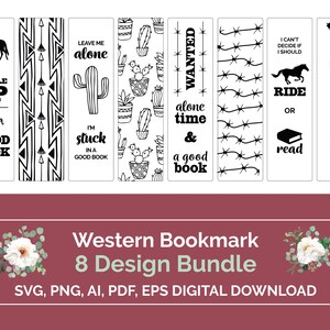 Western Bookmark 8 Design Bundle Instant Download SVG, AI, EPS Digital ...
