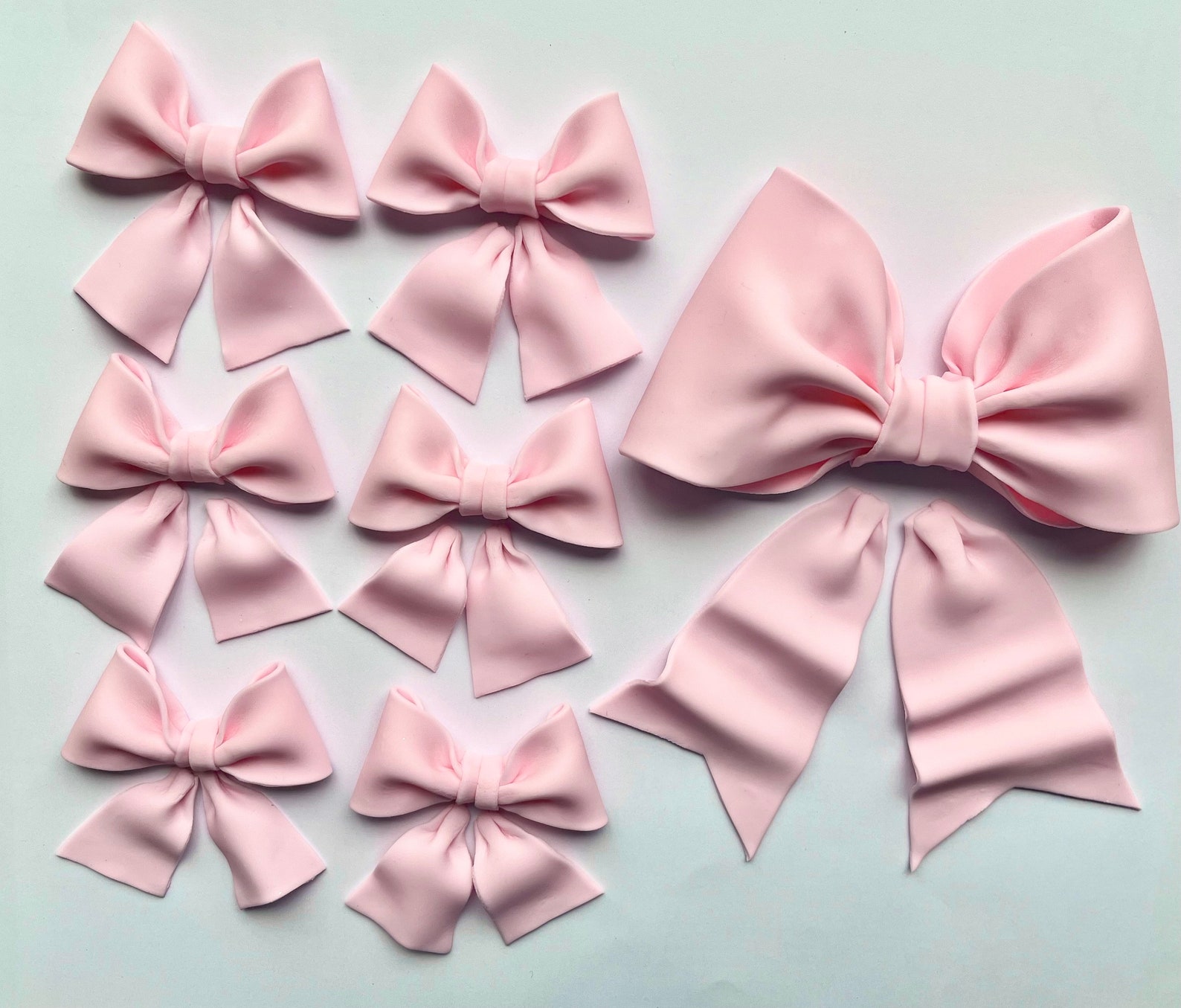 Set of Light Pink Fondant Cupcake Bows - Etsy