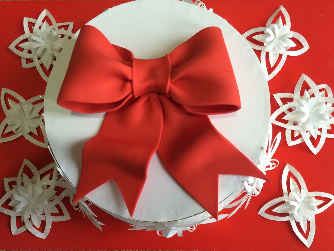 Red Bow Gum Paste Fondant for Birthday Cake - Etsy