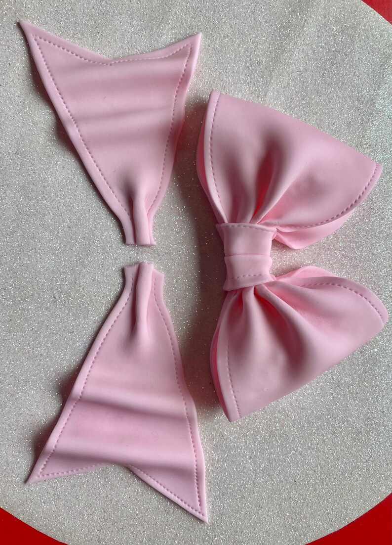 Pink Bow Gum Paste Fondant for Birthday Cake - Etsy
