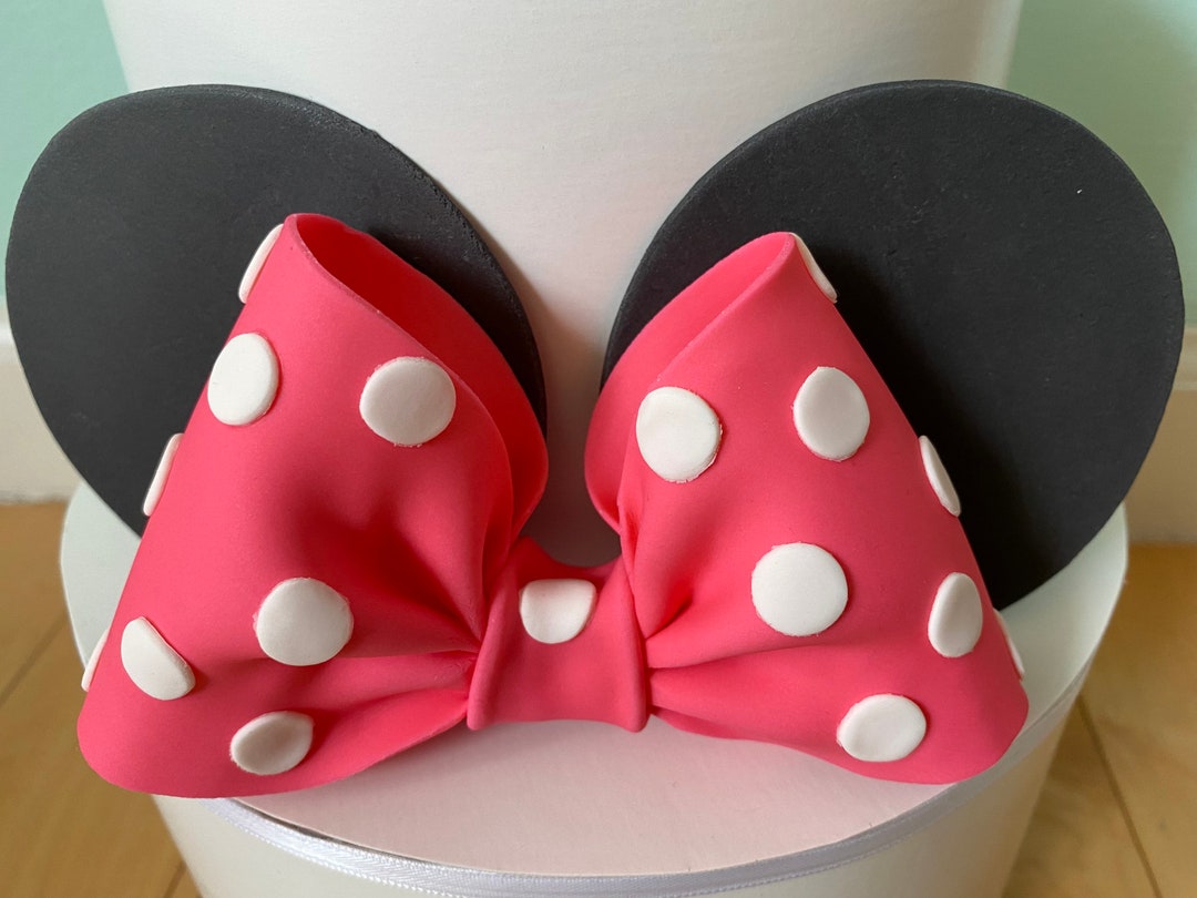 Edible Mouse Ear Cake Topper,minnie Bow Topper, Minnie Cake Topper, Hot ...