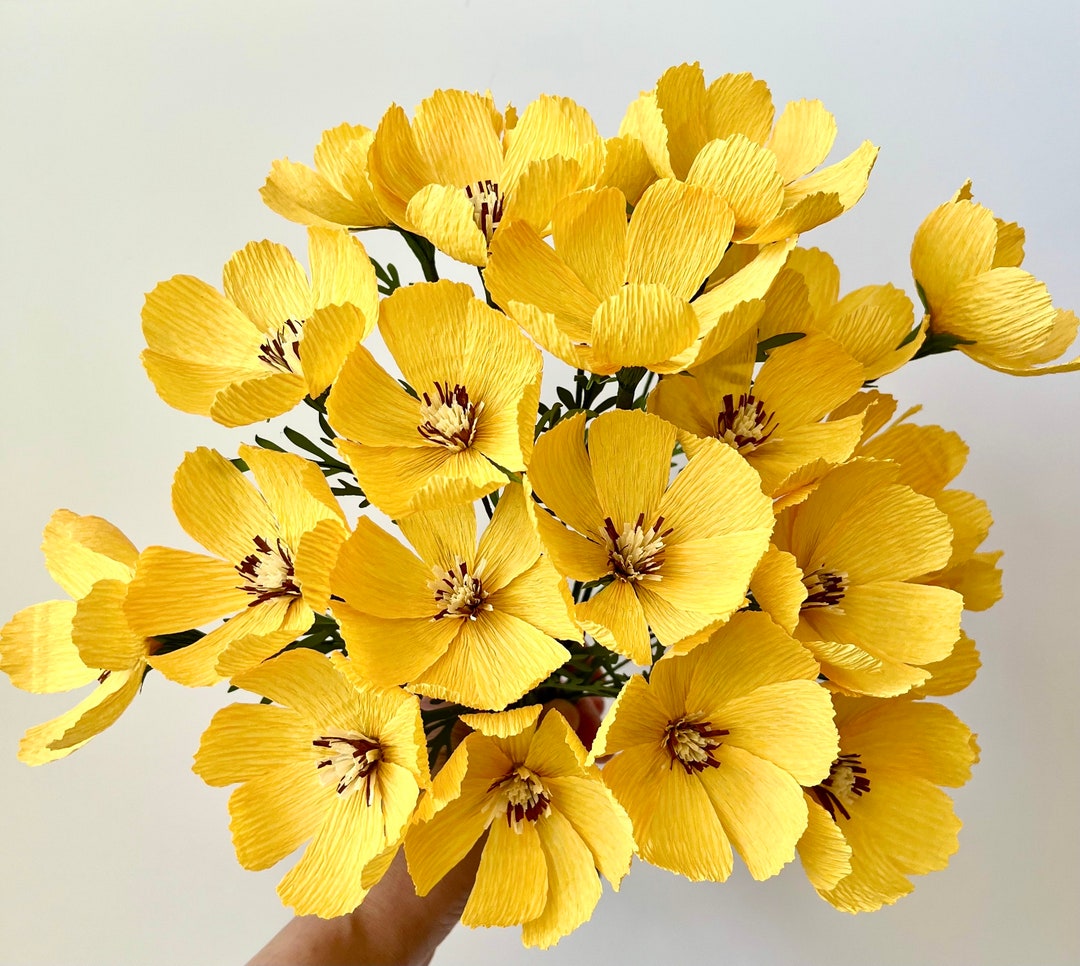 Yellow Cosmos Paper Flowers - Handmade Eco Friendly - Etsy