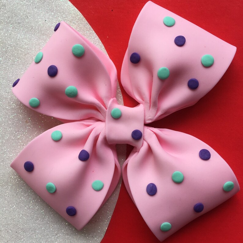 Jojo Siwa Fondant Bow With Dots in Pink or Blue or Green - Etsy