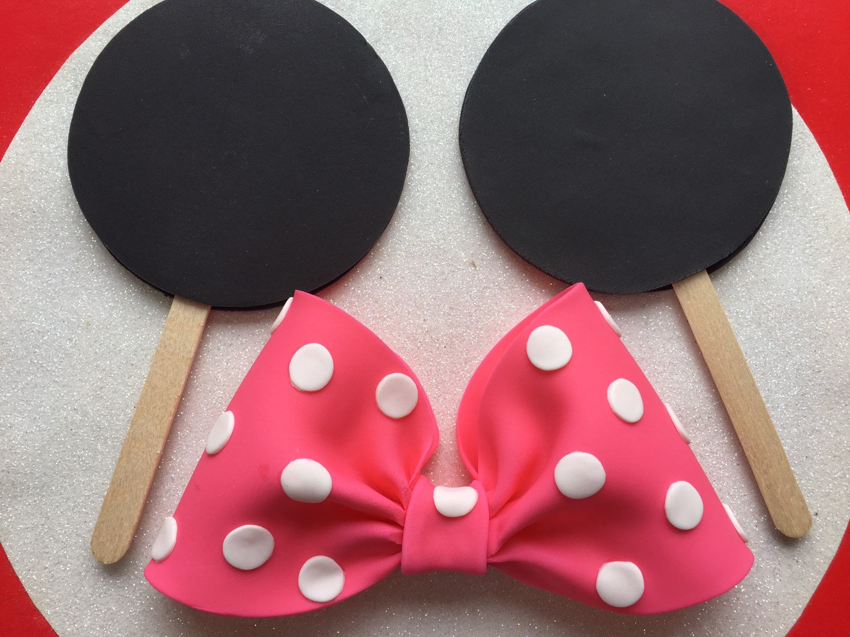 Edible Mouse Ear Cake Topperminnie Bow Topper Minnie Cake | Etsy