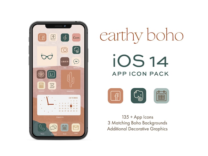 Earth Tones Ios 14 Aesthetic Theme Pack, Earth Tone App Icon Covers ...