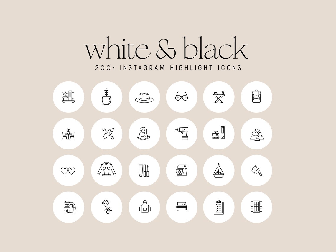 200 White & Black Instagram Highlight Covers Instagram Story - Etsy