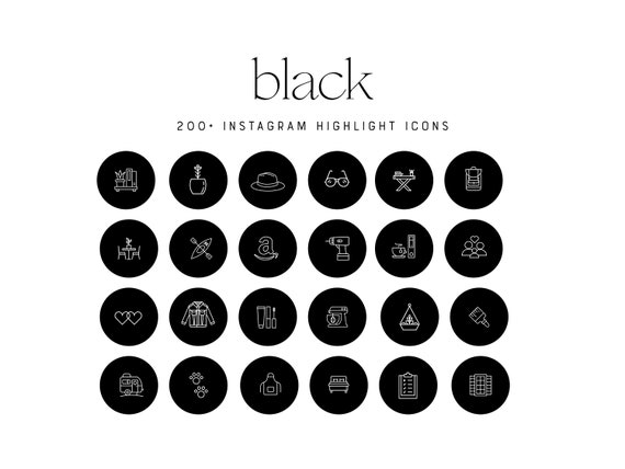 200 Black Instagram Highlight Covers Instagram Story Icons - Etsy