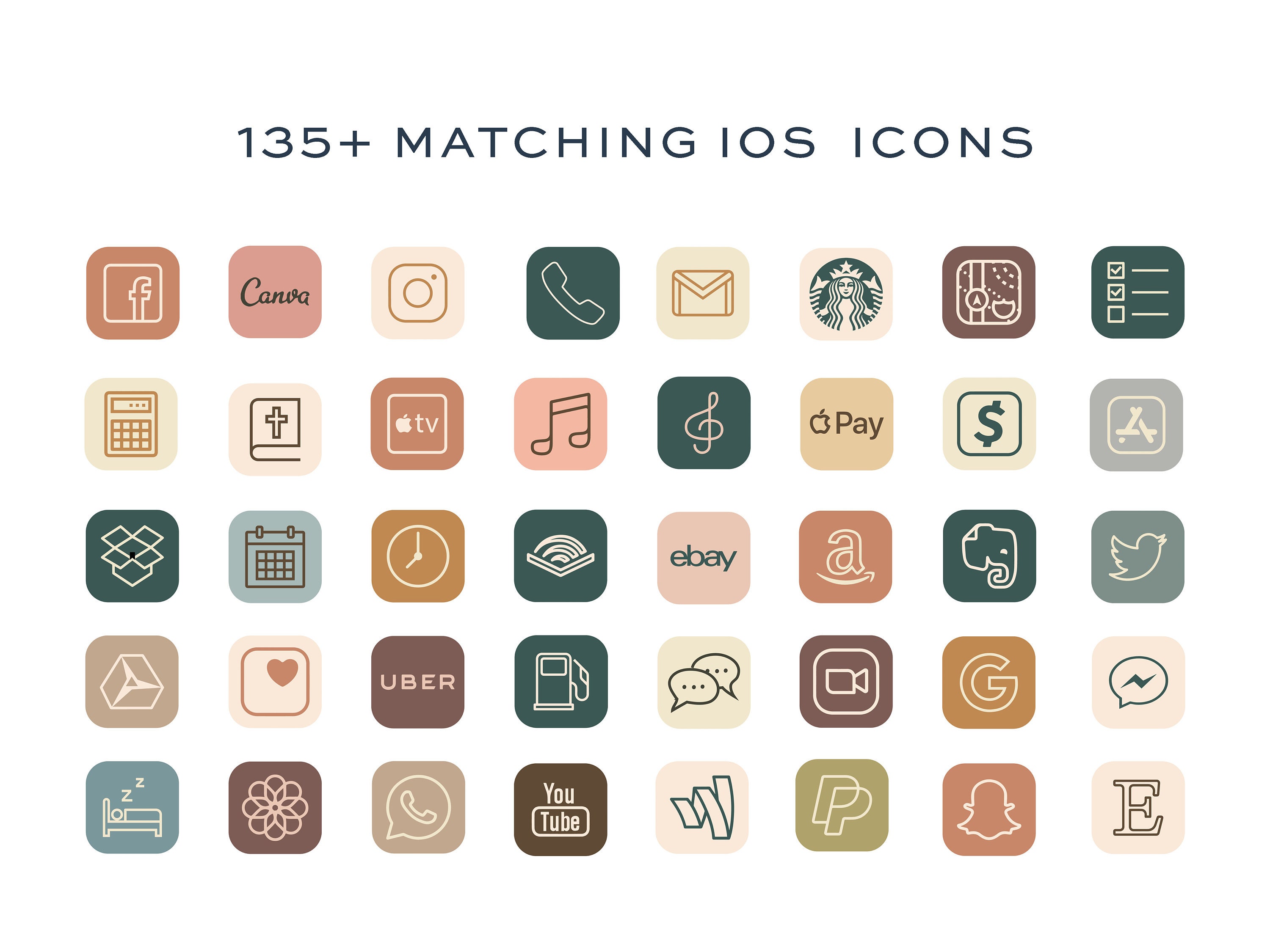 Earth Tones Ios 14 Aesthetic Theme Pack, Earth Tone App Icon Covers ...