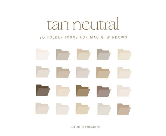 Tan Neutral Folder Icons For Mac and Windows Tan Desktop | Etsy
