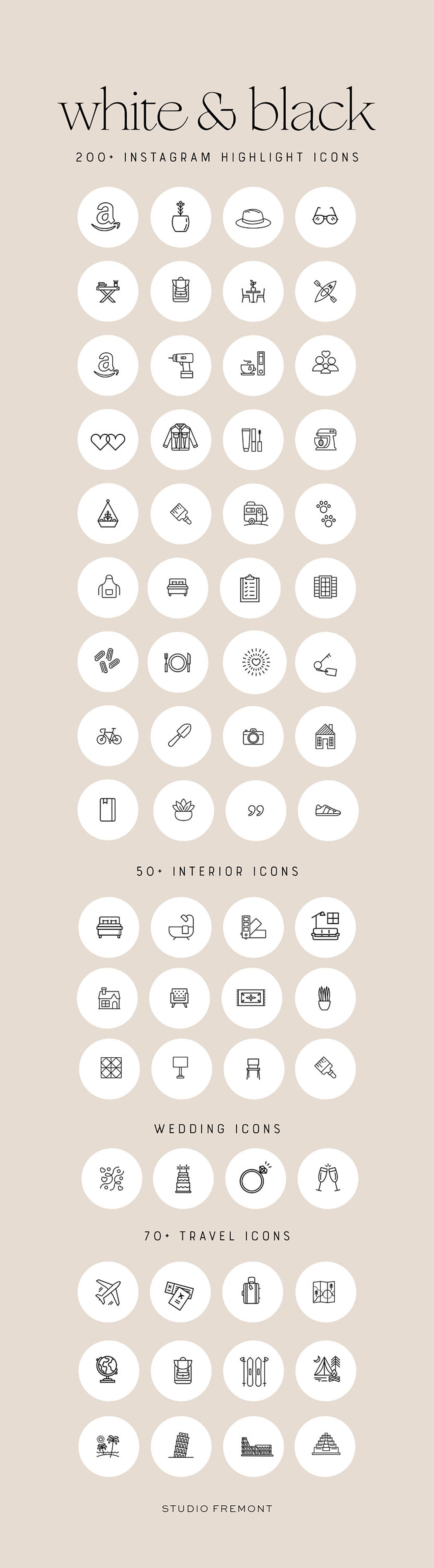 200+ White & Black Instagram Highlight Covers, Instagram Story Icons ...