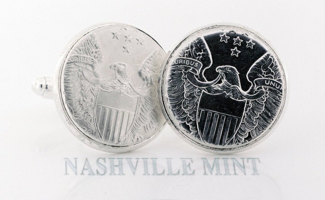 Set of .999 Fine Silver American Eagle Dollar Cufflinks Handmade From ...