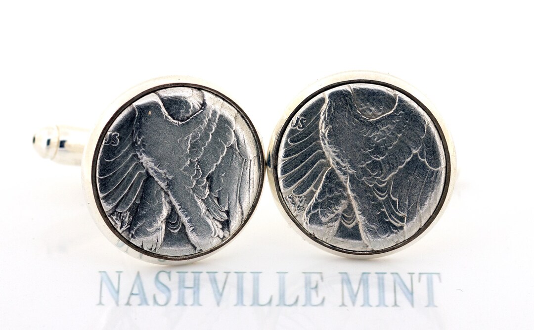 Pair of 90% Silver Walking Liberty Half Dollar Cufflinks Handmade From ...
