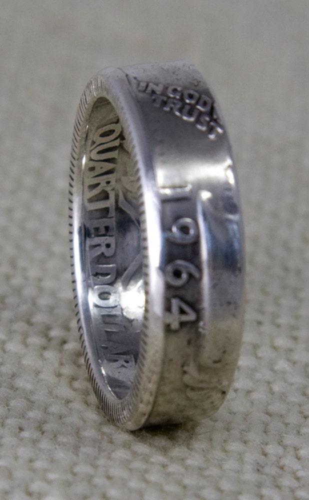 1964 Silver Quarter Coin Ring Washington US Quarter Dollar | Etsy
