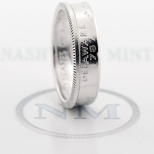 Silver Proof State Quarter Coin Ring Unique Coin Ring Band All States ...