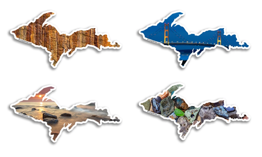 Michigan Sticker 4-pack - Upper Peninsula - Free Shipping! - Etsy